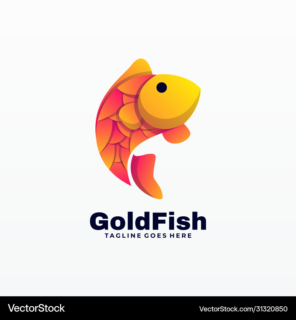 Logo gold fish gradient colorful style Royalty Free Vector
