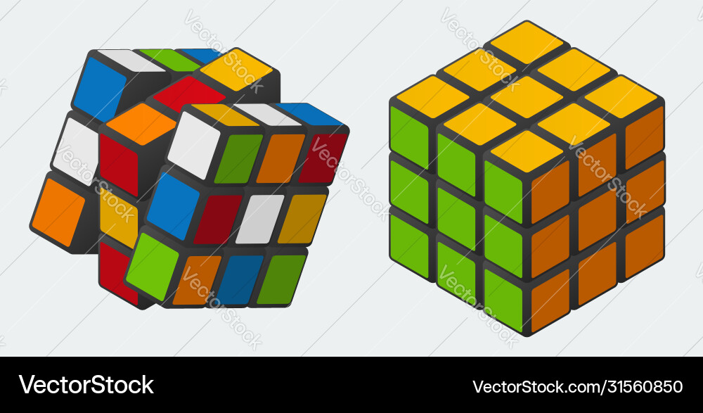 Rubik39s cube 3x3 toy puzzle Royalty Free Vector Image