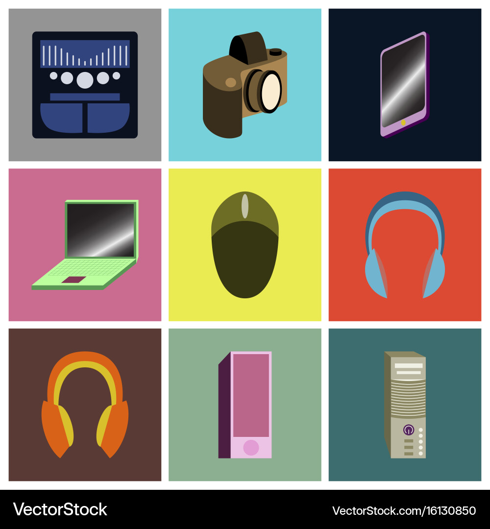 Set icons in flat design electronic gadgets Vector Image