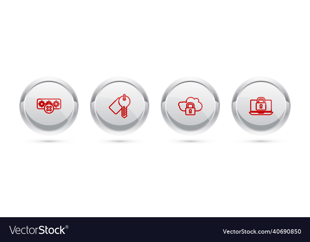 Set Line Password Protection Marked Key Cloud Vector Image