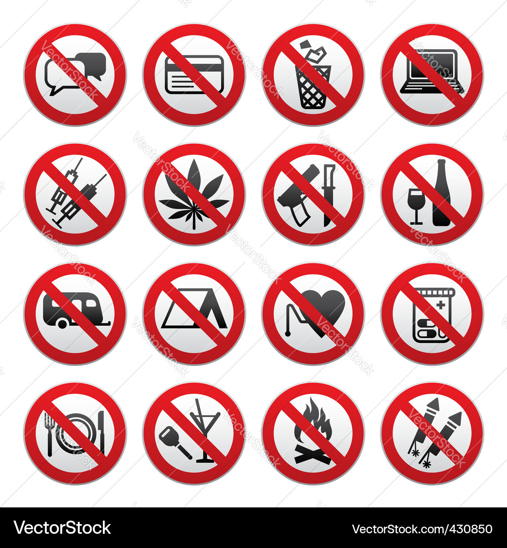 Set of prohibited signs Royalty Free Vector Image