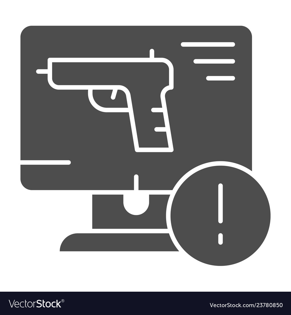 Weapon on computer solid icon computer attack Vector Image