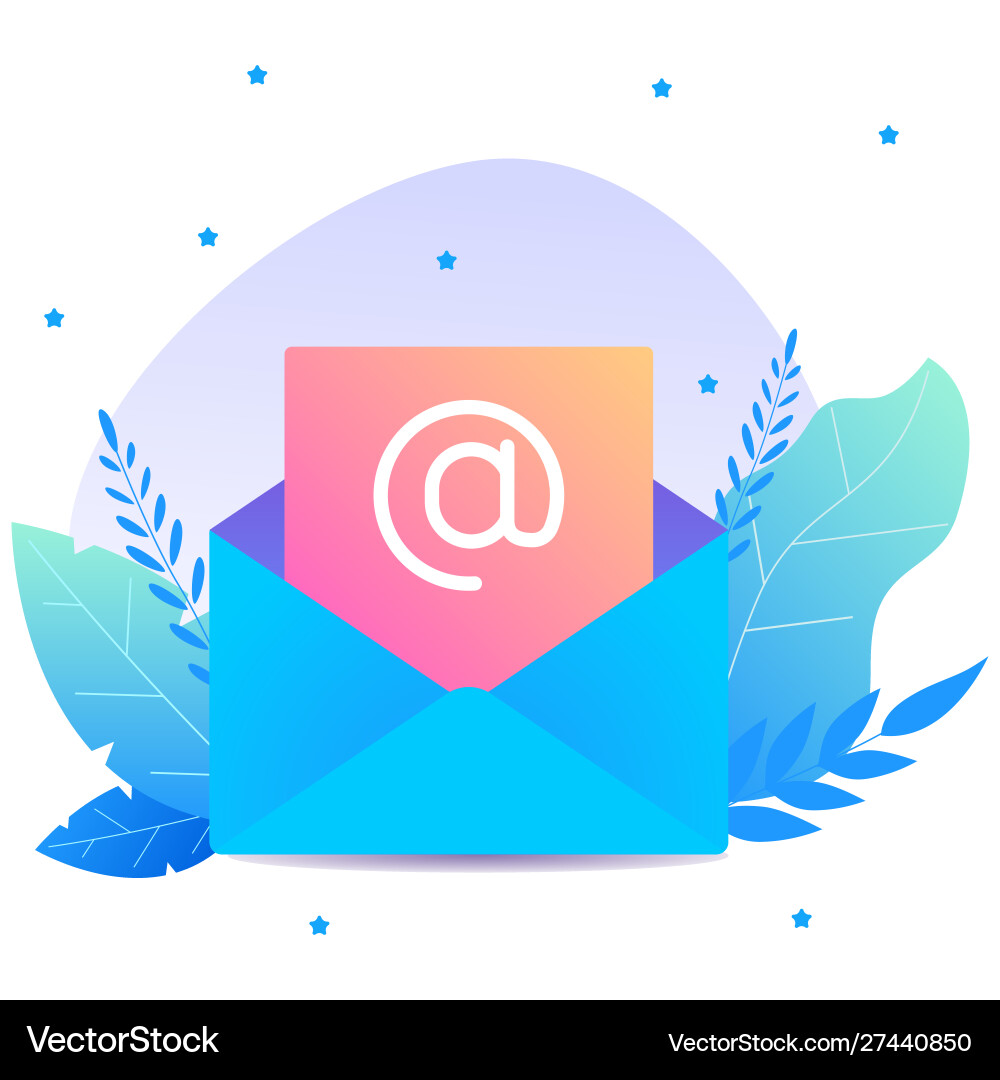 Web banner with blue email and letter decorated Vector Image