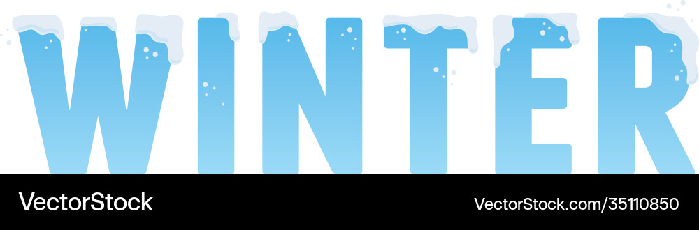 Winter word with snow and gradiente color icon Vector Image