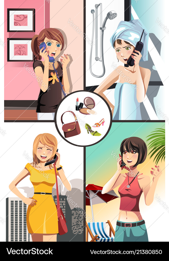 Women on phone Royalty Free Vector Image - VectorStock