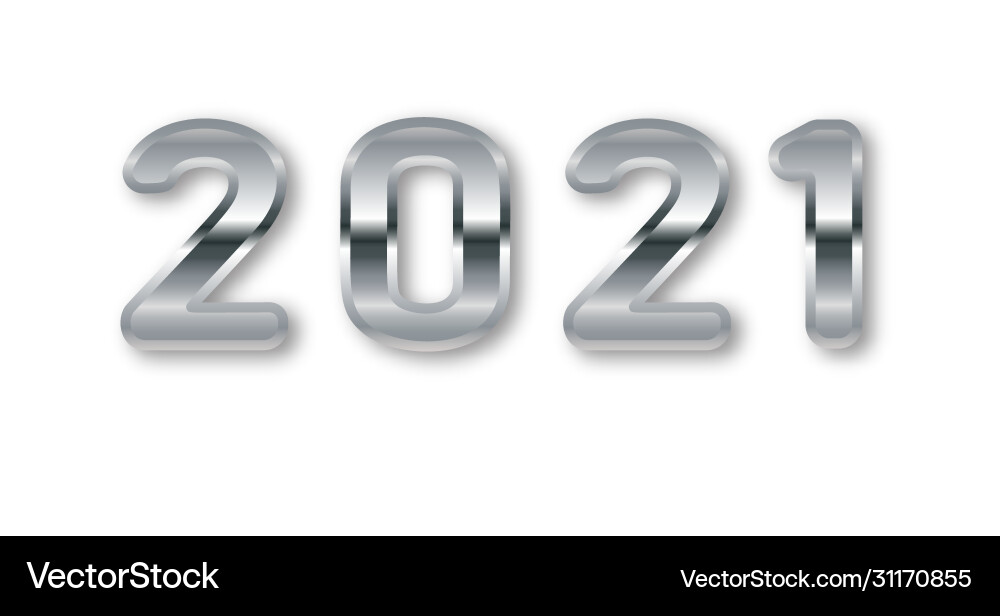2021 greeting card with silver numbers 2021 Vector Image