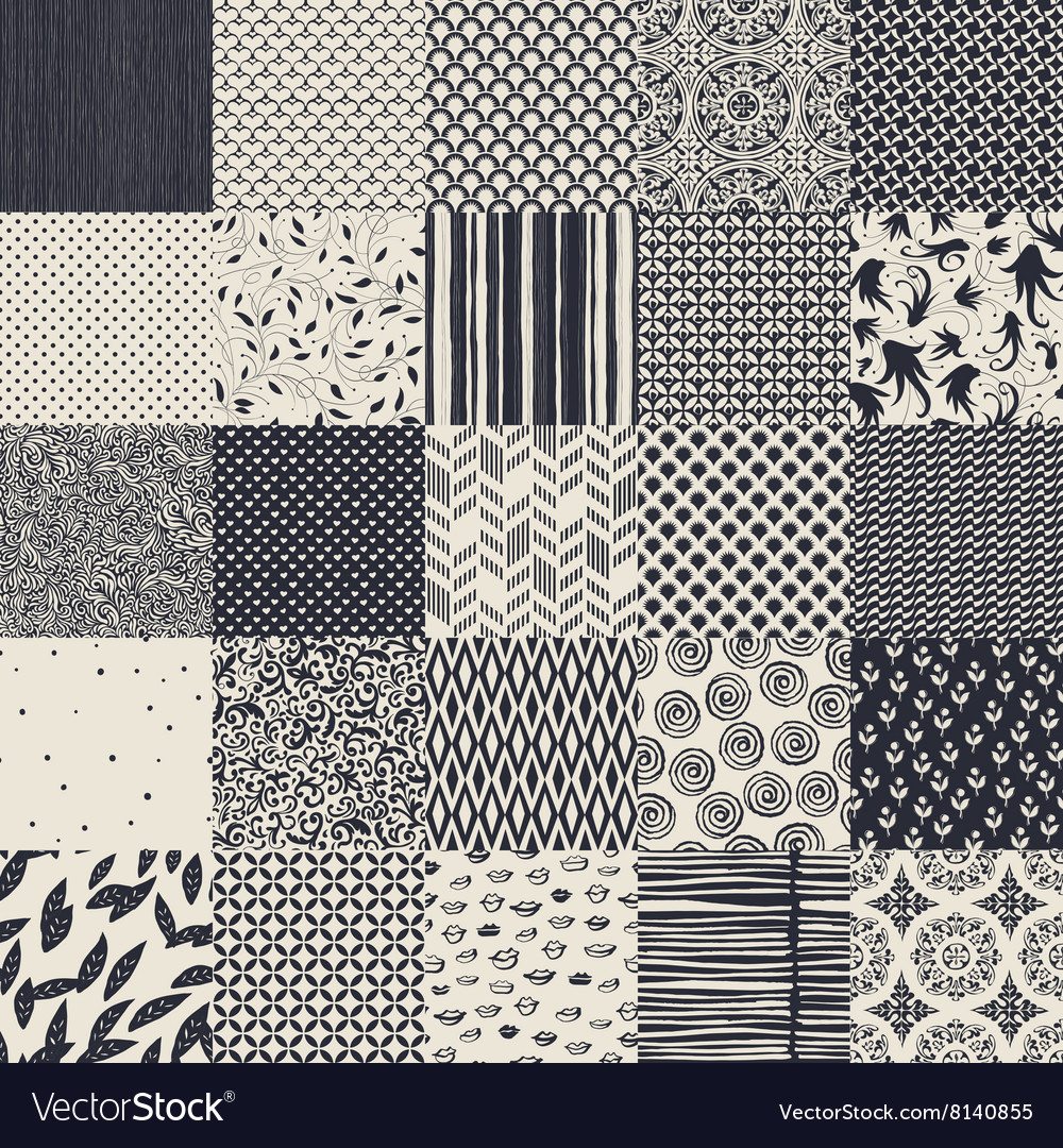25 seamless different monochrome patterns Vector Image
