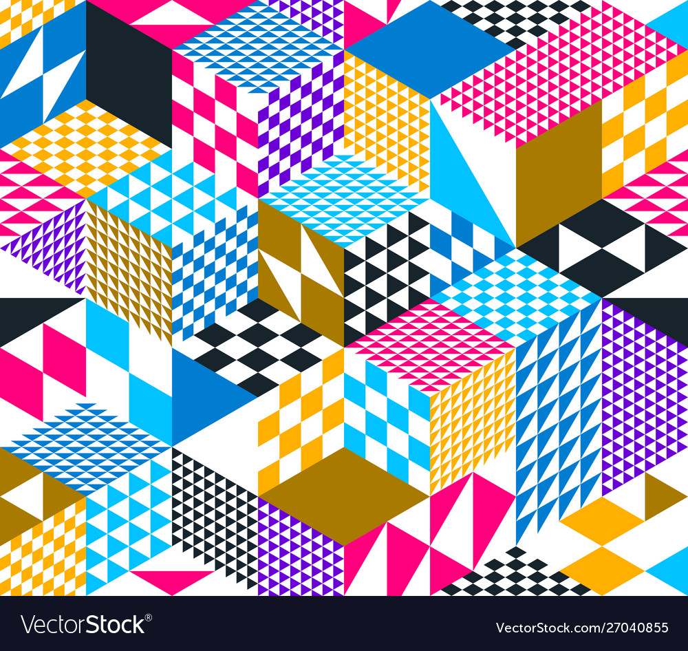 3d cubes seamless pattern background rhombus Vector Image