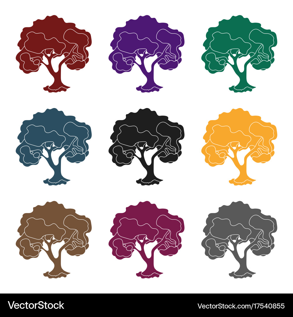 An old tree with a large green crownfarm Vector Image