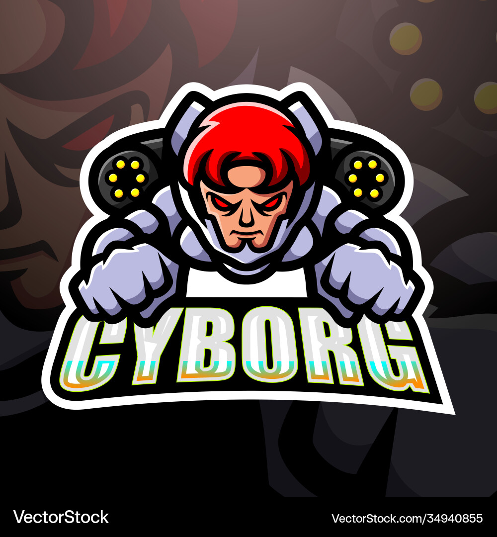 Cyborg mascot esport logo design Royalty Free Vector Image