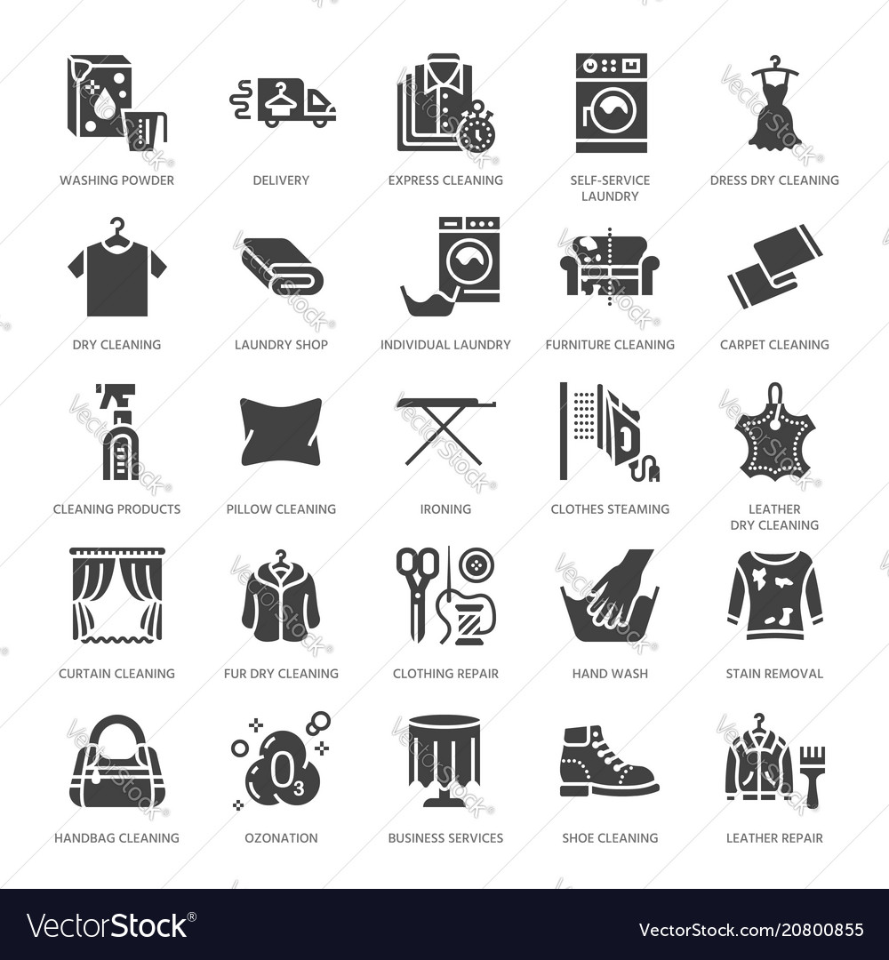Dry cleaning laundry flat glyph icons Royalty Free Vector Dry cleaning laundry flat glyph icons Royalty Free Vector