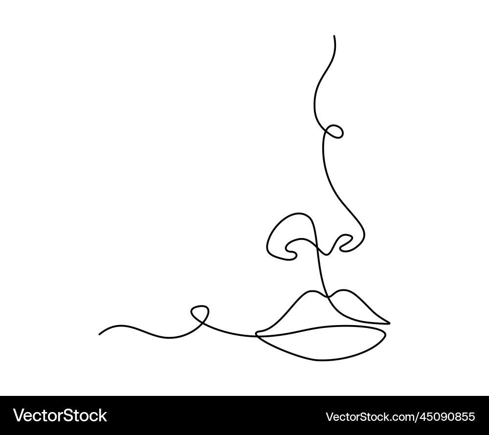 One continuous line drawing of mouth and lips Vector Image