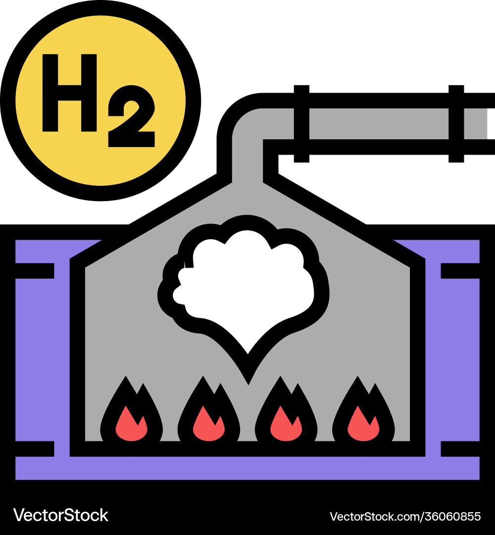 Processing hydrogen color icon Royalty Free Vector Image