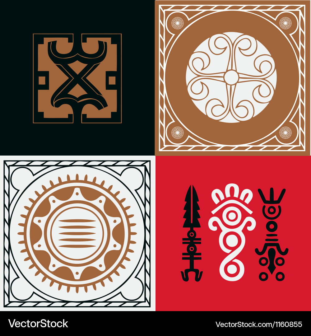 Red indian ornamental scuares Royalty Free Vector Image