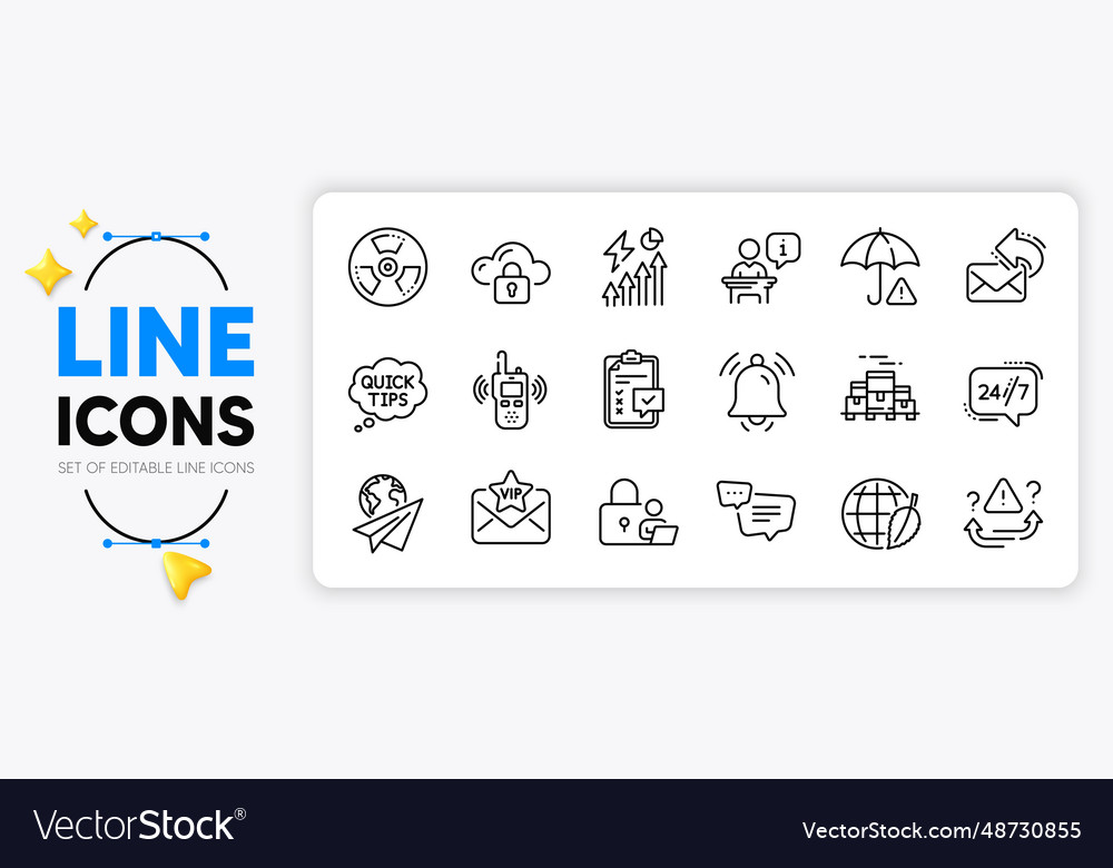 Text message cloud protection and checklist line Vector Image
