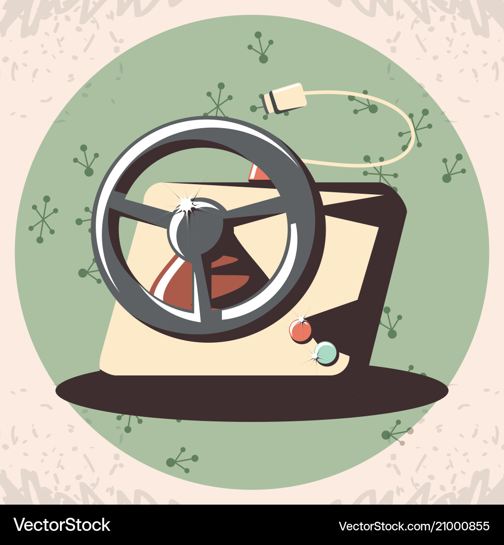 Video game retro with car wheel Royalty Free Vector Image