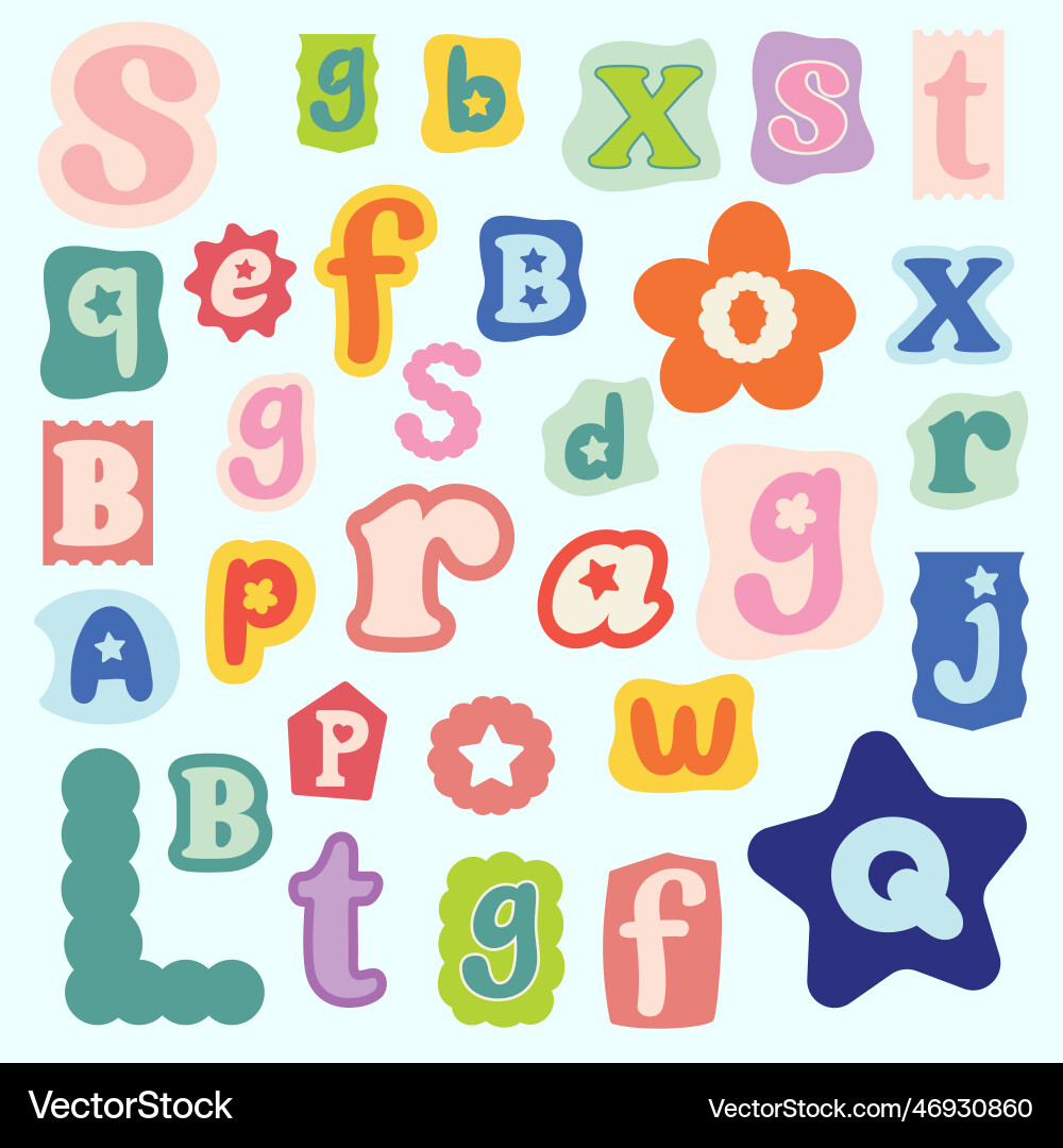 Colorful letter with funny style Royalty Free Vector Image
