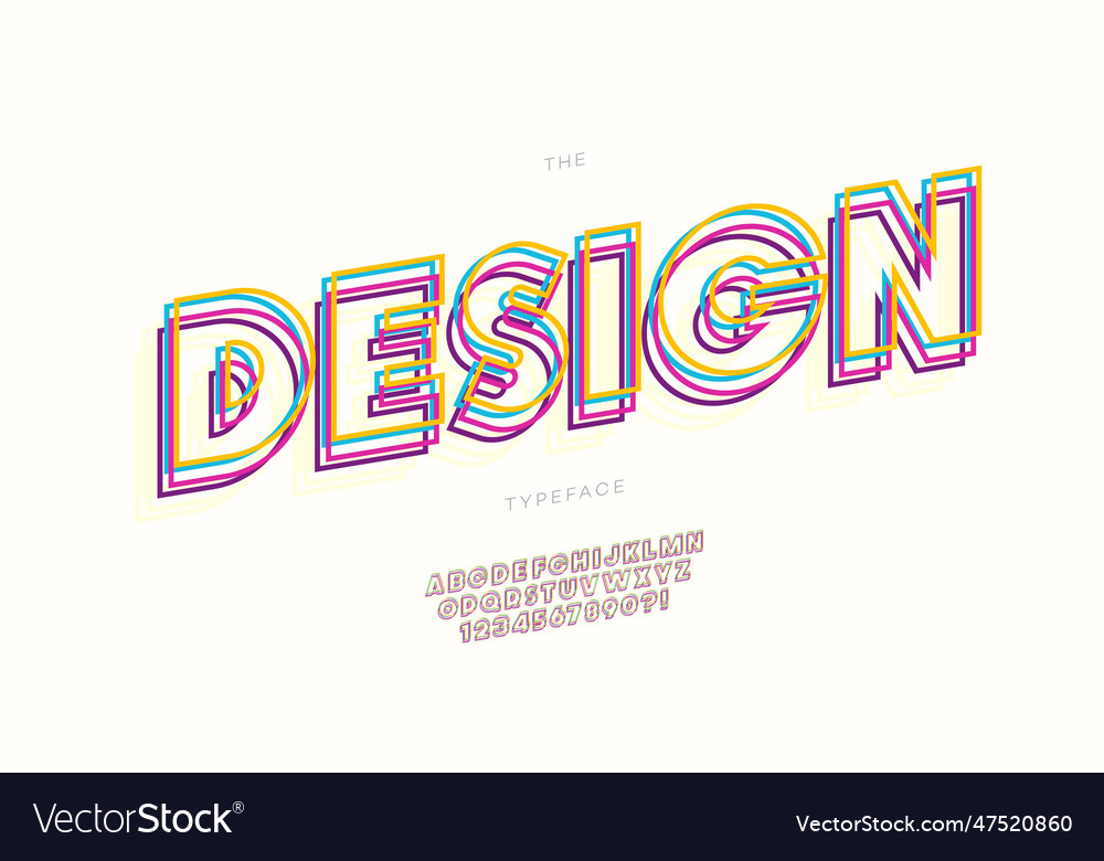 Design Font Line Style Trendy Typography Vector Image