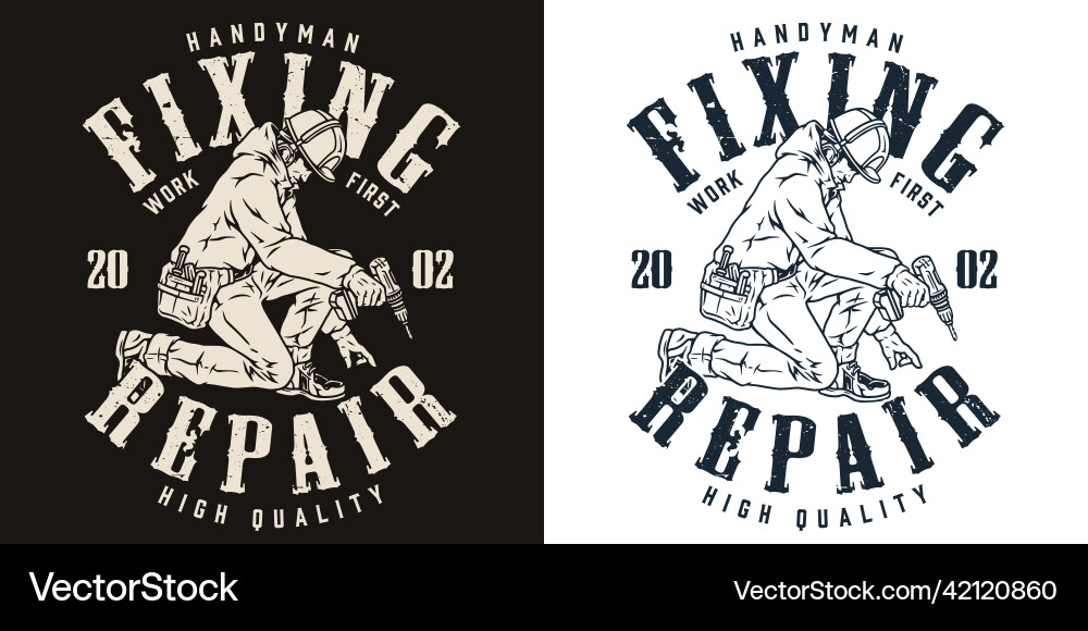 Fixing and repair monochrome label Royalty Free Vector Image