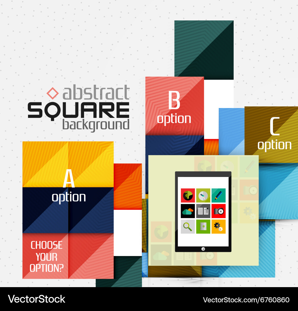 Geometric square shapes and infographic option Vector Image