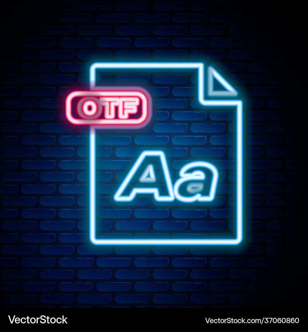 Glowing neon line otf file document download otf Vector Image