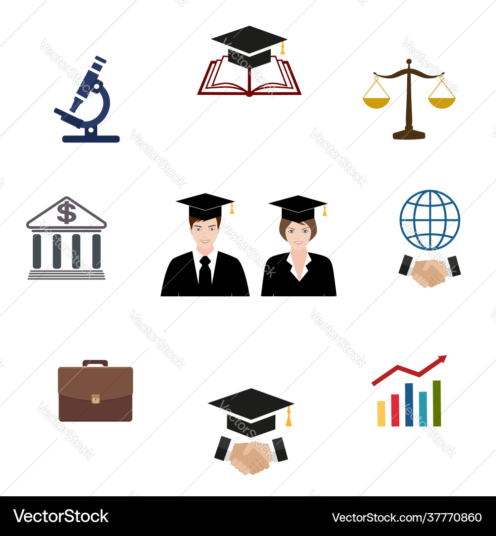 Graduation and education icons set Royalty Free Vector Image