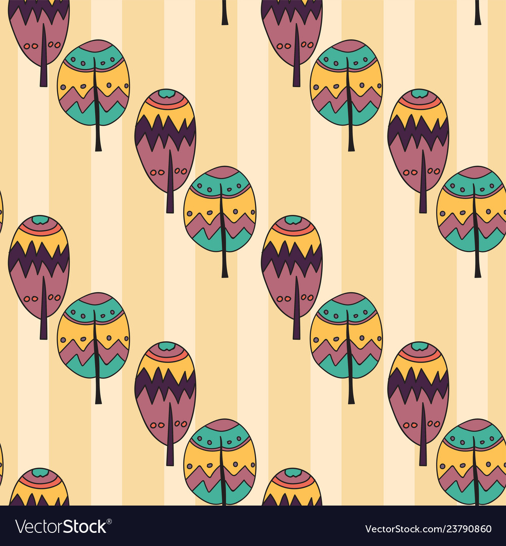 Handdrawn seamless doodle pattern of trees Vector Image