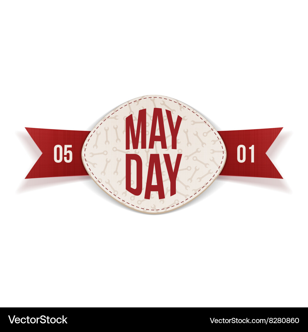 May day decorative banner with red ribbon Vector Image