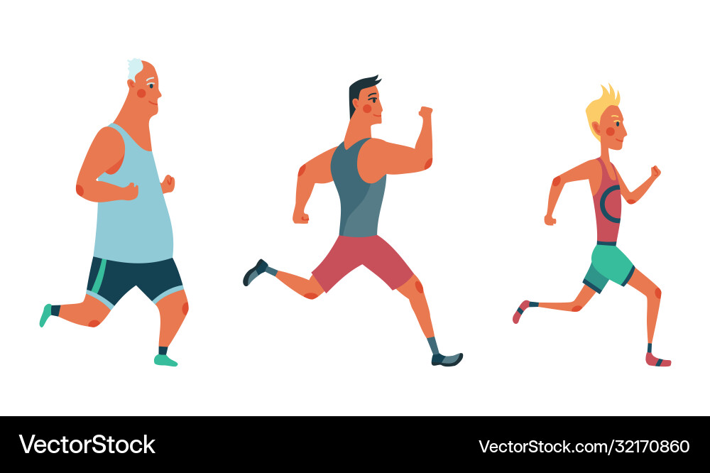 Men running marathon race group people dressed Vector Image