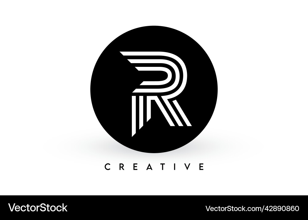 R letter logo design on a black circle creative Vector Image