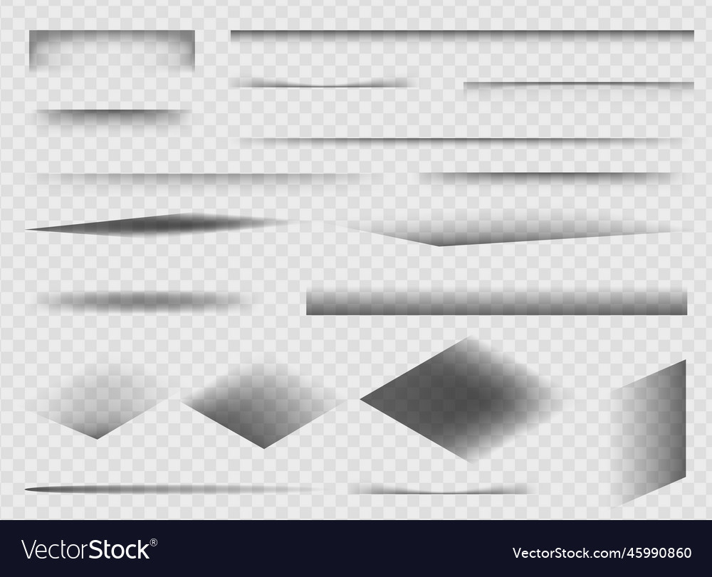 Realistic shadow set Royalty Free Vector Image