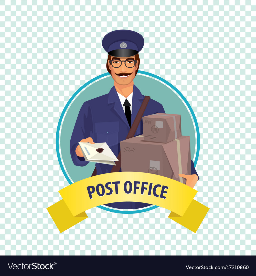 Round icon on white background with postman Vector Image