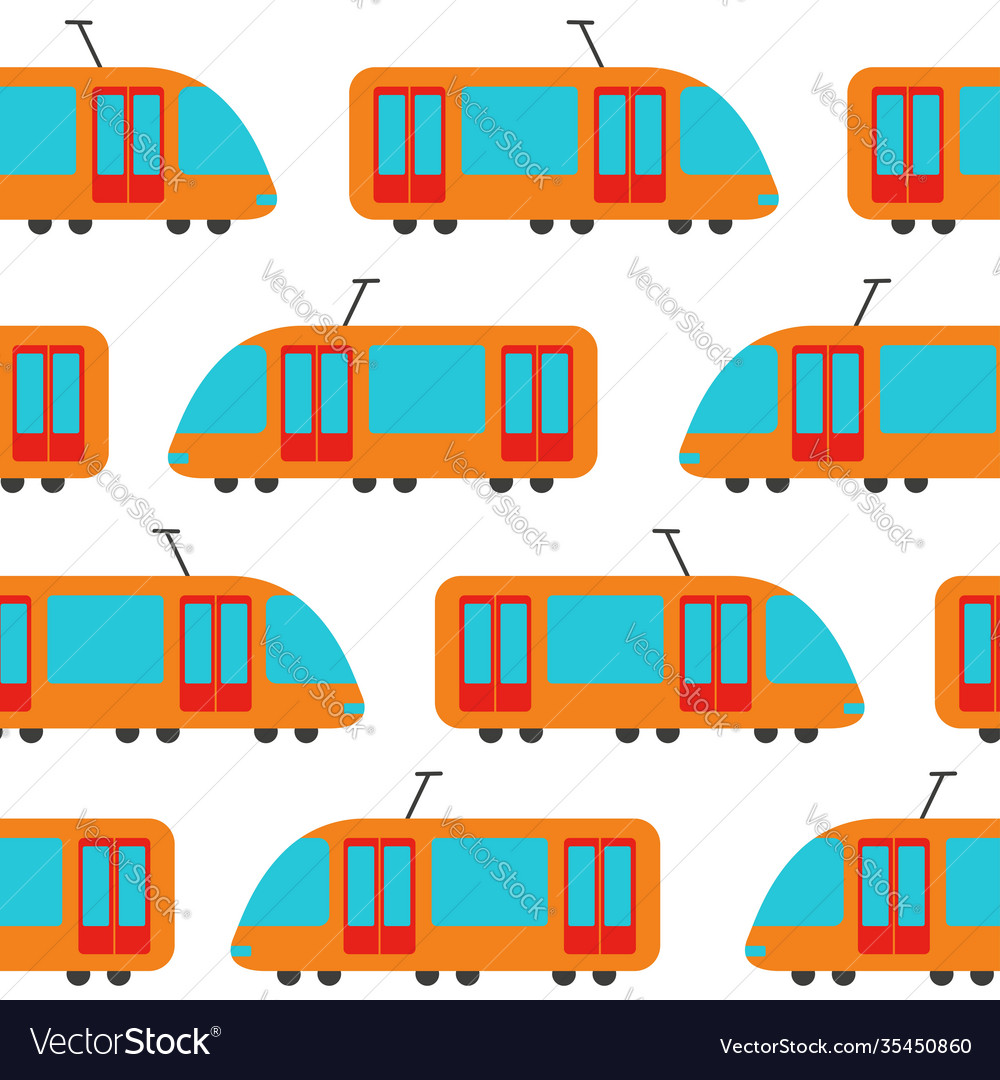 Seamless pattern with trams trolleybuses Vector Image