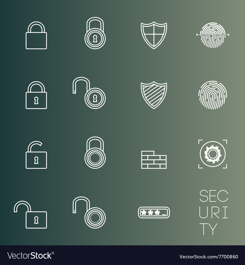 Security icons thin lines styled Royalty Free Vector Image