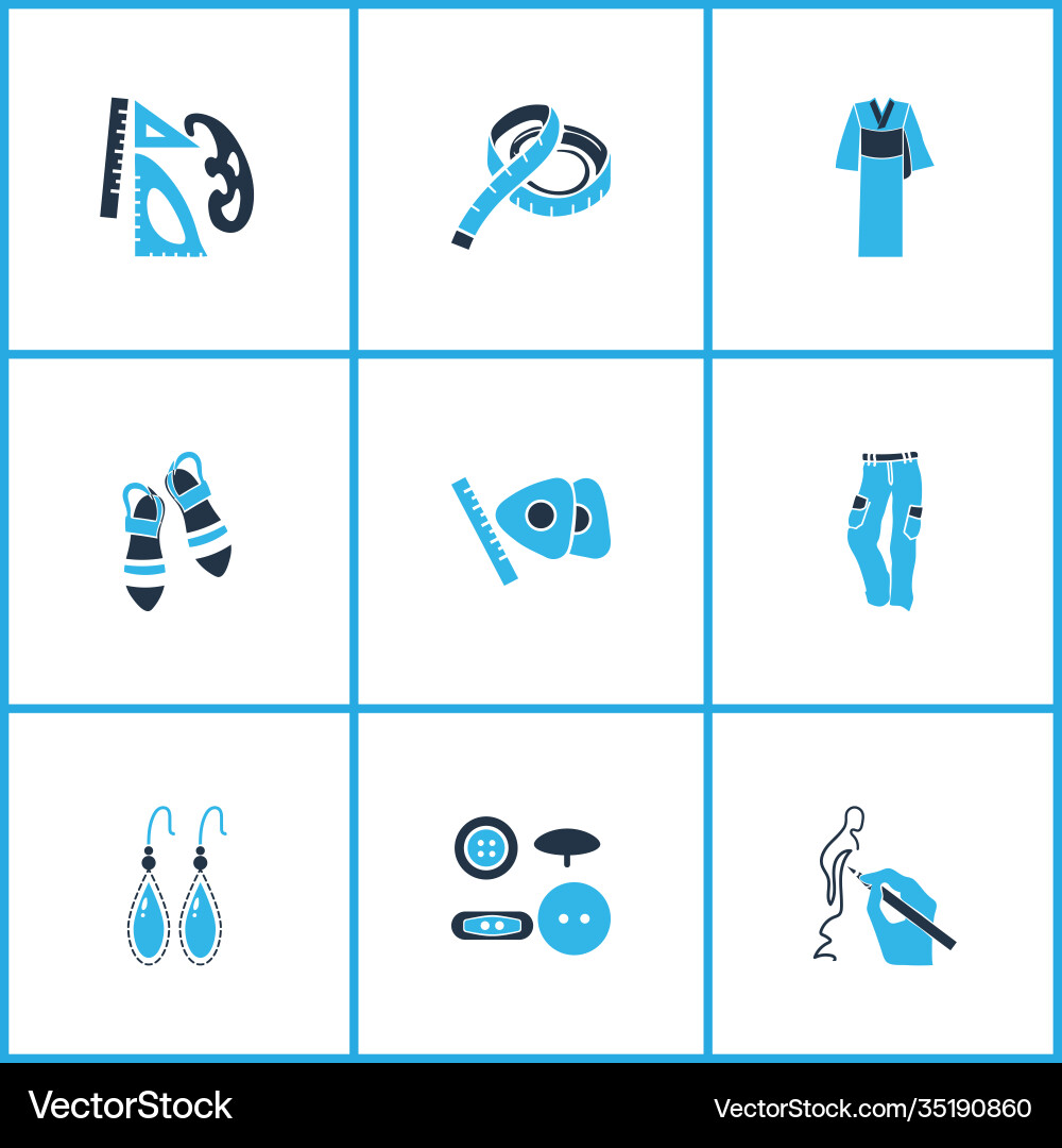 Style icons colored set with rulers chalk Vector Image