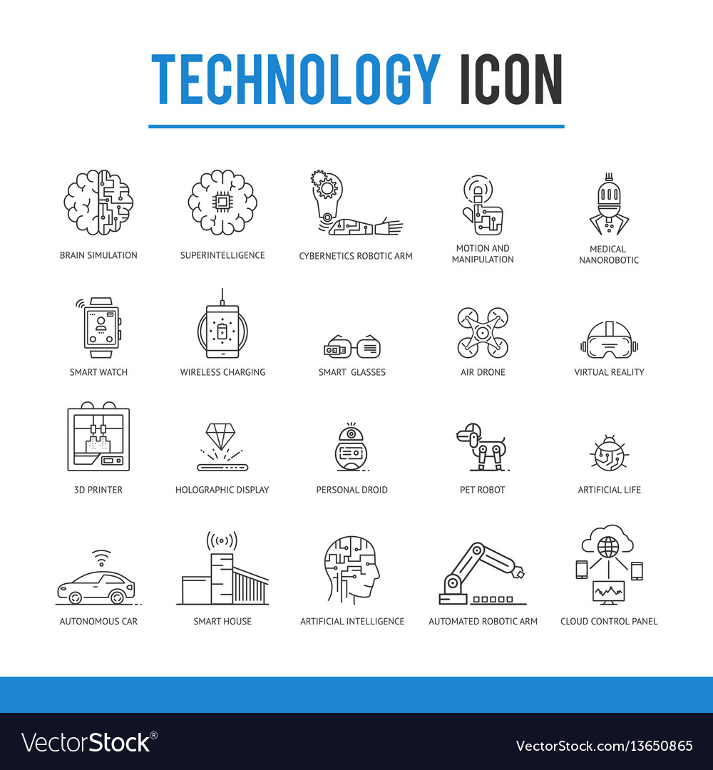 Artificial intelligence technology icon pack Vector Image
