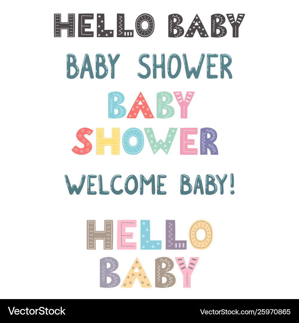Baby shower hand drawn lettering collection Vector Image