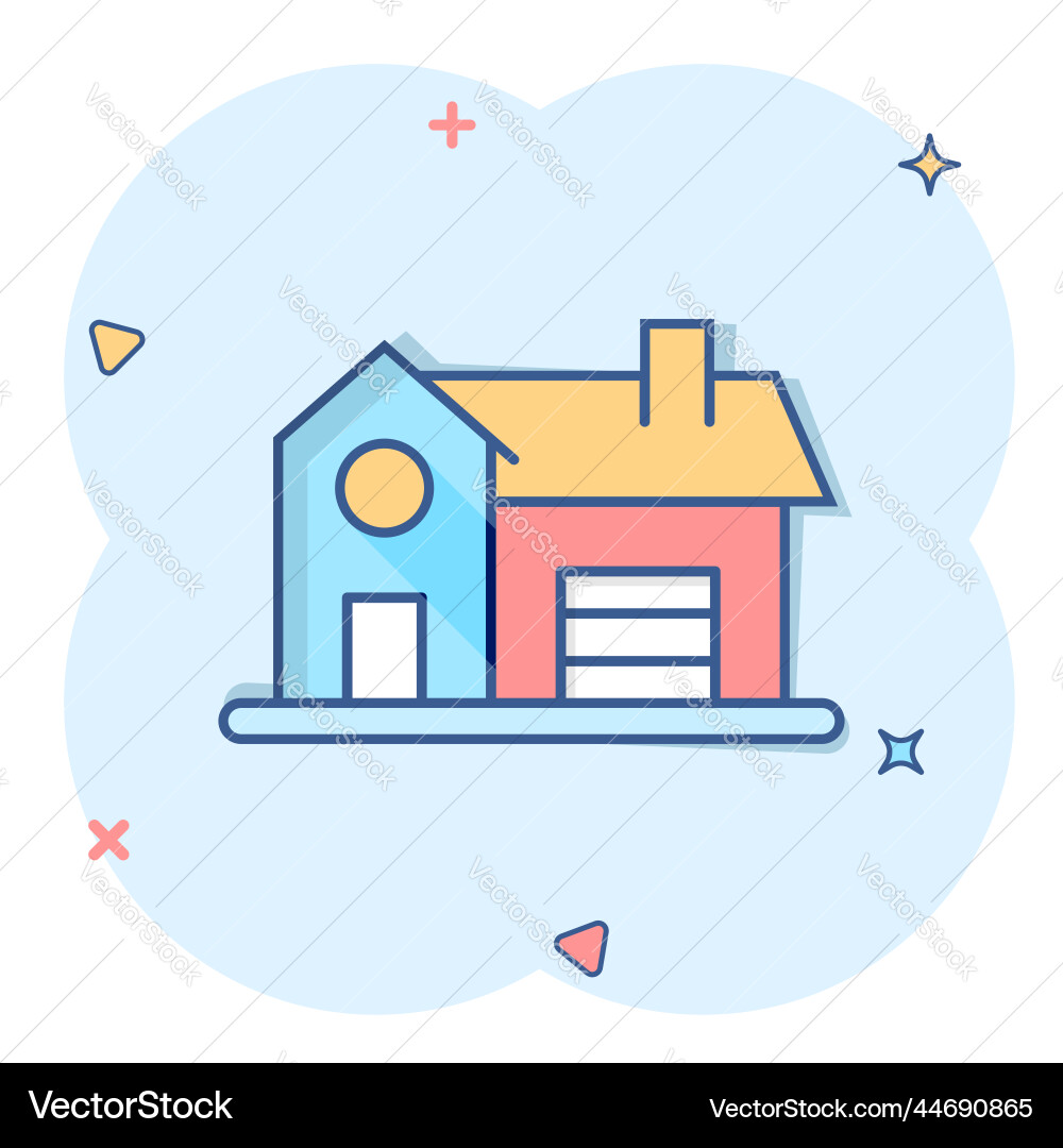 Building icon in comic style home cartoon Vector Image