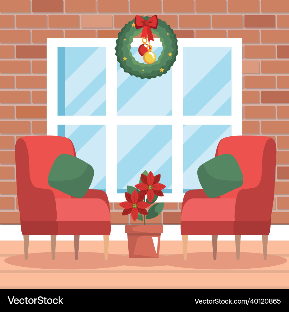 Christmas indoor house scene Royalty Free Vector Image