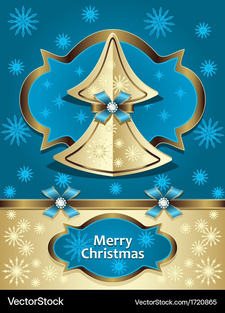 Christmas tree from paper with bow ribbon Vector Image