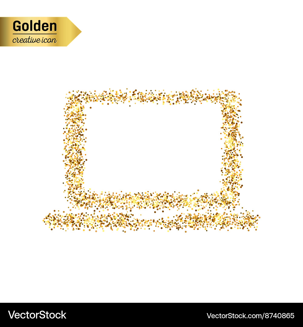 Gold glitter icon of computer isolated Royalty Free Vector