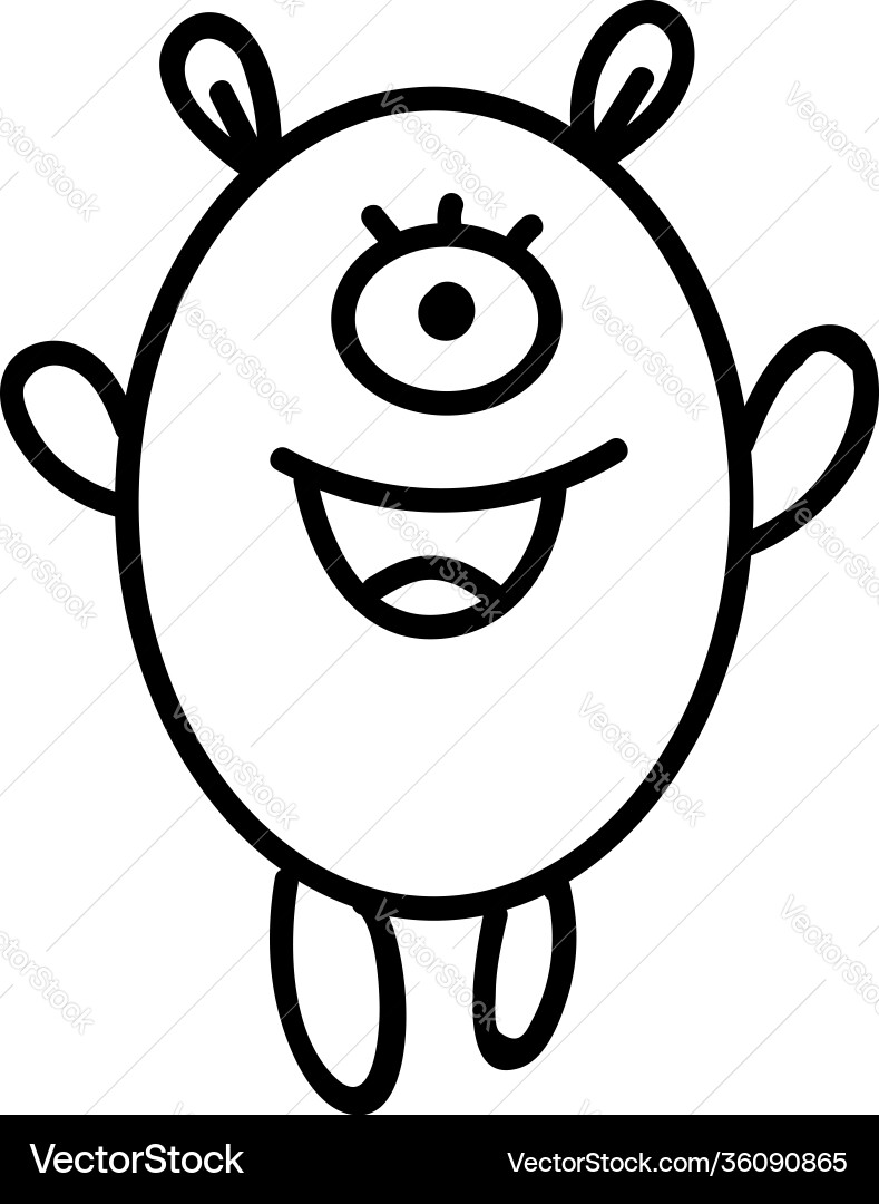Happy little monster on white background Vector Image