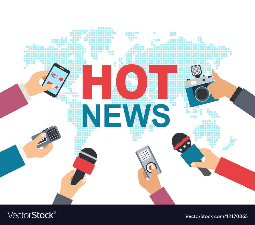 Hot news mass media journalism concept Royalty Free Vector