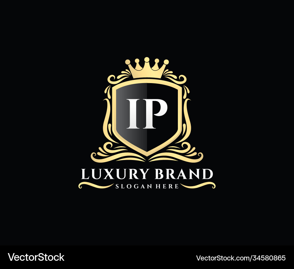 Ip initial letter gold calligraphic feminine Vector Image