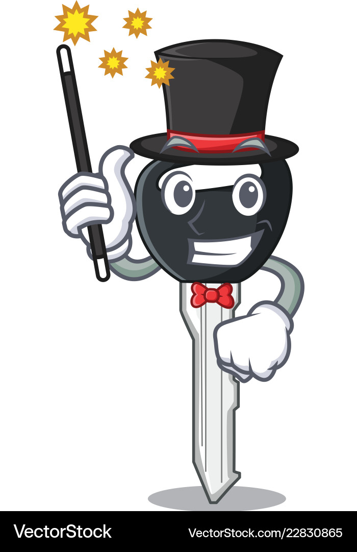 Magician car key on clipping path character Vector Image