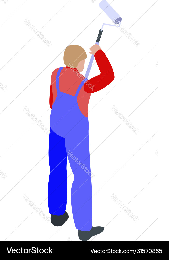 Man wall painting icon isometric style Royalty Free Vector