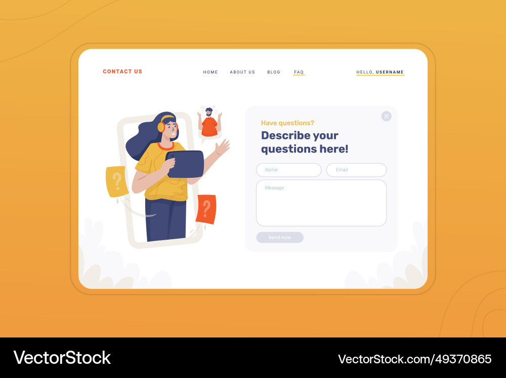 Online question consultation on landing page Vector Image