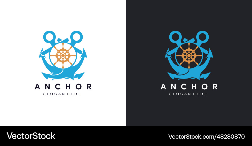 Anchor marine logo design with icon compasswheel Vector Image