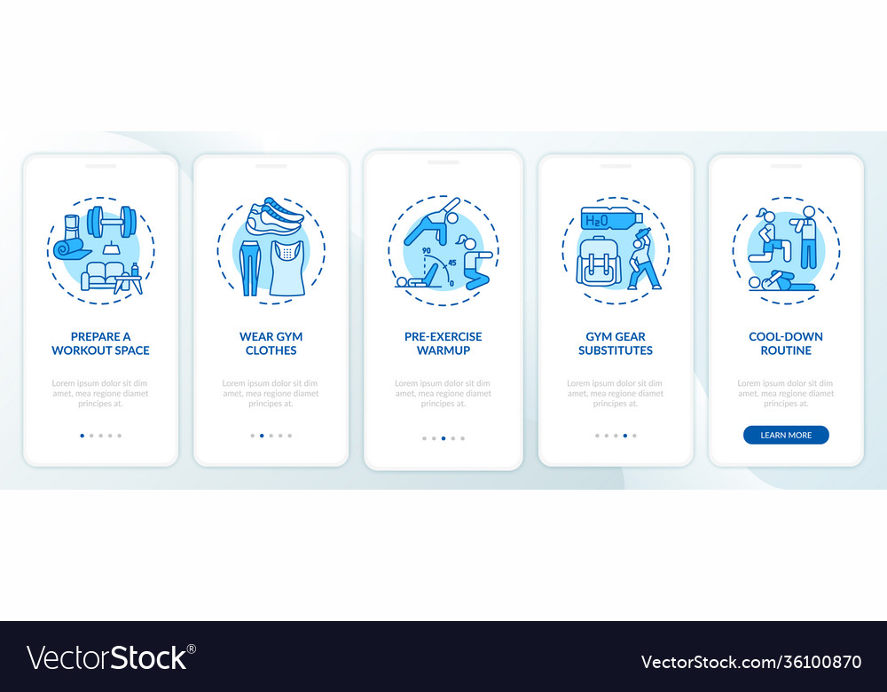 At Home Workout Advices Onboarding Mobile App Vector Image