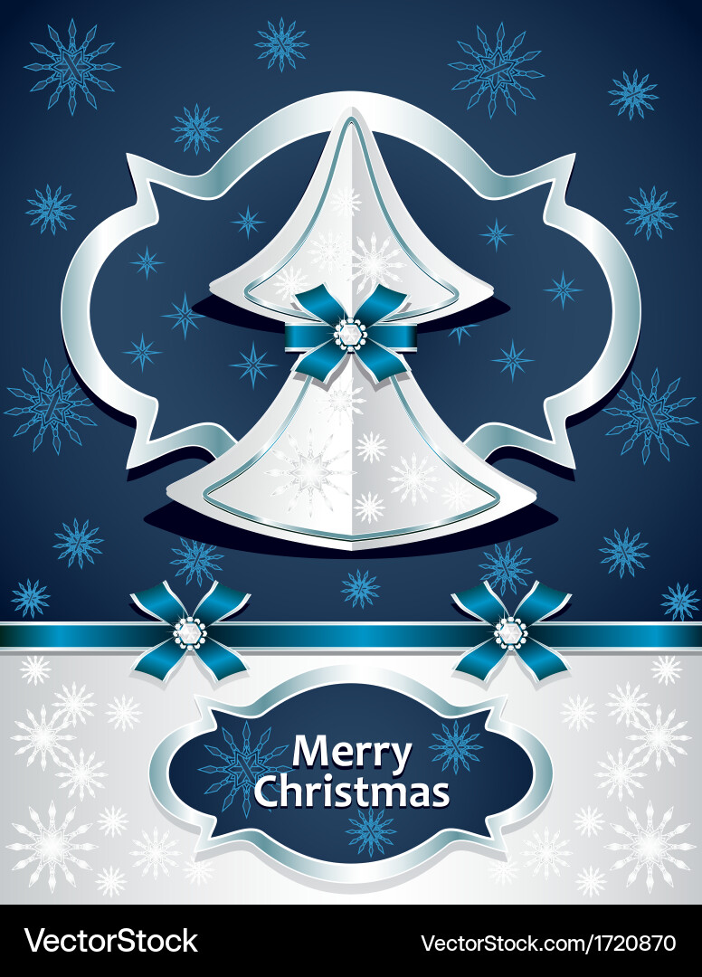 Christmas tree from paper with bow ribbon Vector Image